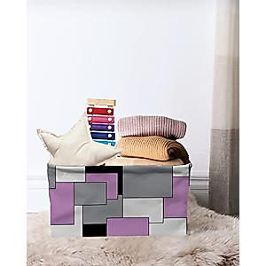 Storage Bins, Abstract Art Patchwork Pink Black and Grey Storage Baskets for Organizing Closet Shelves Clothes Decorative Fabric Baskets Large Storage Cubes with Handles