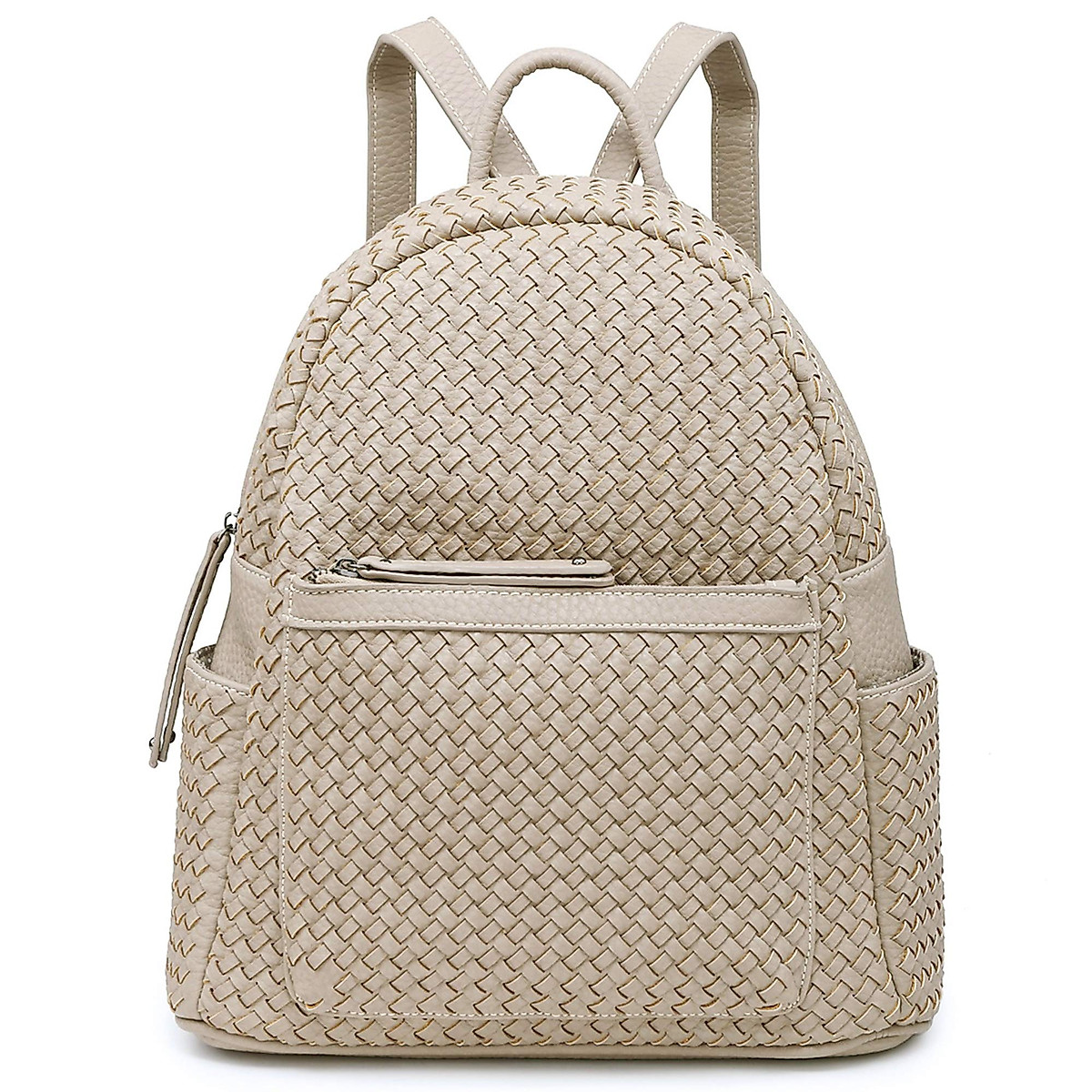 SHOMICO Women Backpack Purse Woven Trendy Stylish Casual Dayback Handbag (Large Beige Woven)