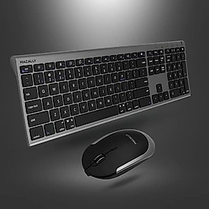 Macally Premium Bluetooth Keyboard and Mouse for Mac - Multi Device - Rechargeable Mac Wireless Keyboard and Mouse Combo (110 Keys) - Slim Keyboard Mouse for MacBook and iMac - Space Gray