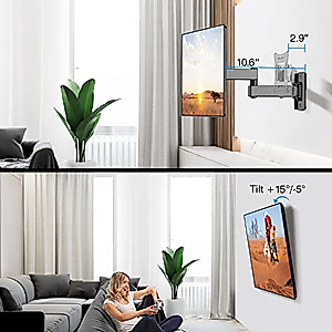 Full Motion TV Wall Mount Brackets Swivel Tilts Articulating Extension for 13-32 Inches LED LCD Flat Curved Screen TVs Monitors, Single Stud for Corner Max VESA 100x100mm by Pipishell