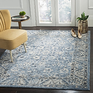 SAFAVIEH Charleston Collection Area Rug - 8' x 10', Navy & Light Grey, Oriental Distressed Design, Non-Shedding & Easy Care, Ideal for High Traffic Areas in Living Room, Bedroom (CHL413N)