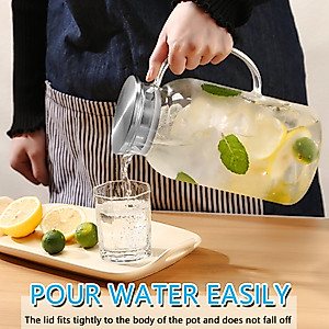 68 oz Glass Pitcher With Lid. Glass Carafe for Hot/Cold Water. 0.5 Gallon Pitcher 2 Pcs. Glass Water Jugs for Cold Brew Coffee, Iced Tea, Milk, Sun Tea Jar