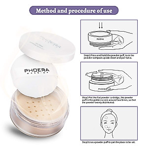 PHOERA Setting Powder Controls Oil,Setting Powder Makeup Light,Loose Powder Makeup Coverage,Loose Setting Powder Mini,0.17oz (01#Translucent)