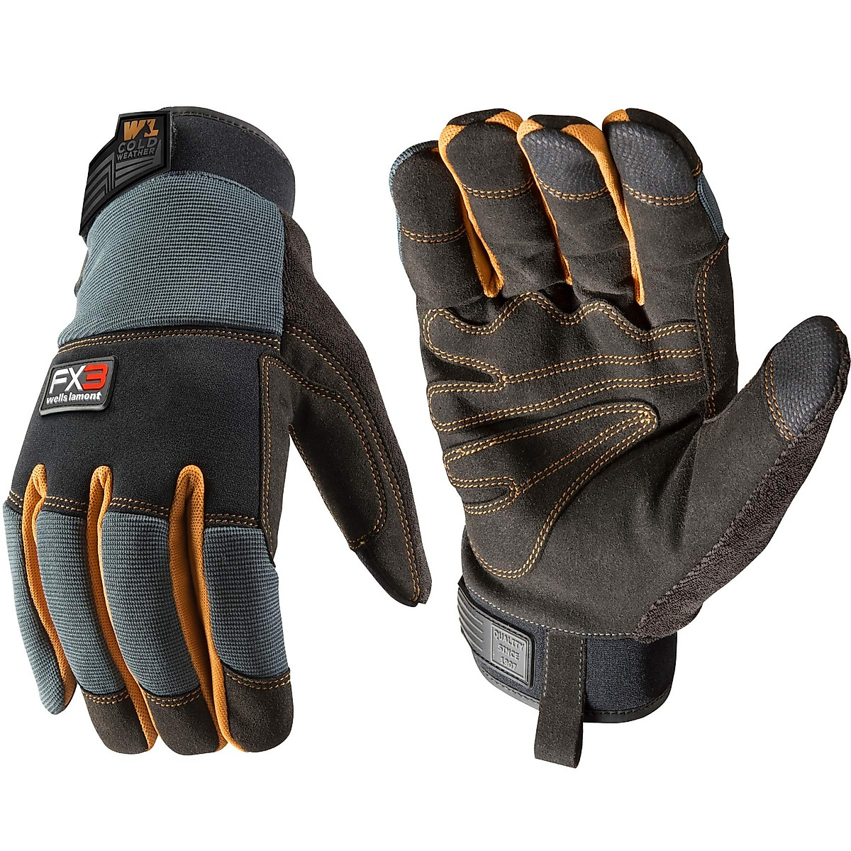Wells Lamont FX3 Men's Extreme Dexterity Extra Wear Winter Work Gloves, Extra Large 7796,Gray