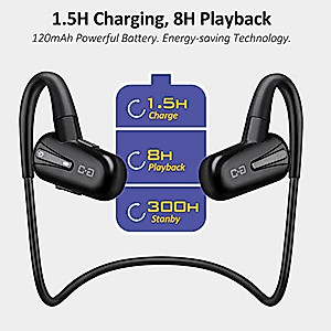 Open Ear Wireless Headphones, Air Conduction Open Earbuds with Clear Mic for Call, Quality Sound Extra Lightweight Comfortable & Healthy Wearing, for Outdoor Sport Gym Work, Bluetooth 5.0, CGS-B6