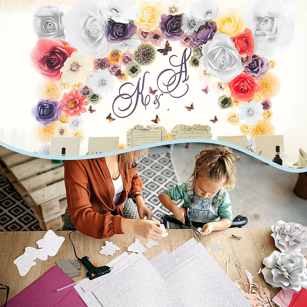 100 Sheets Silver Glitter Cardstock 8.5x11 Double-Sided, Goefun 80lb No-Shed Shimmer Glitter Paper for Scrapbook, Birthday, Wedding Party, Decorations (Not Suitable for Printing)