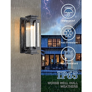 EERU Dusk to Dawn Outdoor Wall Lanterns Large Exterior Porch Lights Wall Mount IP65 Waterproof Outdoor Sconces with Seeded Glass Outside Wall Lamp for House Garage Front Porch Patio