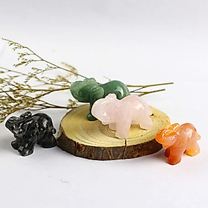 Carved Healing Crystals Gemstones Elephant Statue Figurine Collectible Decor 1.5 inches (Green Aventurine)