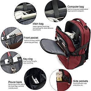 INSAVANT Laptop Backpack 15.6 Inch Water Resistant Backpacks Durable College Travel Daypack Anti Theft with USB Charging Port Best Gift for Men Women (15.6 Inch, Red)