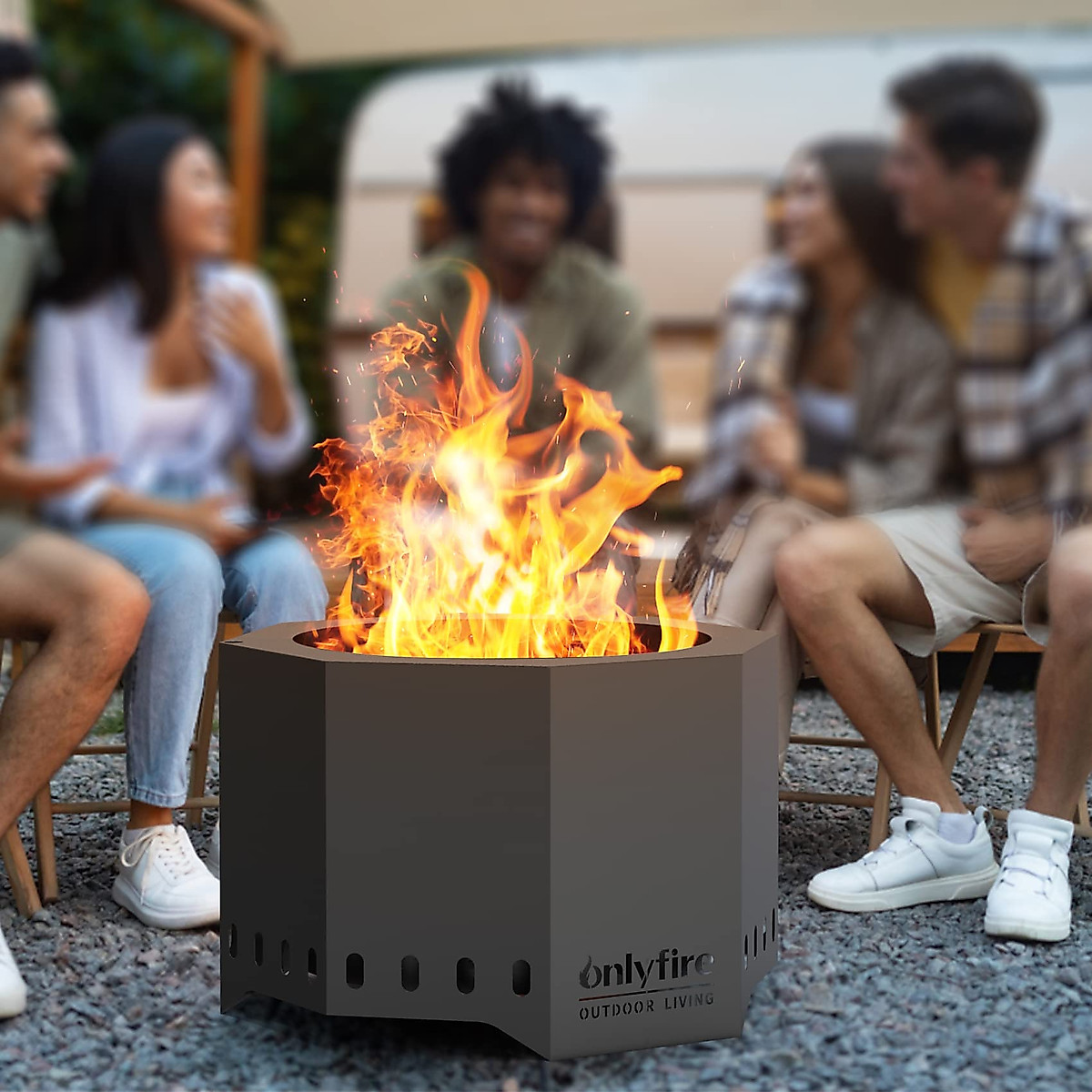 Onlyfire Smokeless 26-Inch Fire Pit for Outdoor Camping and Backyard