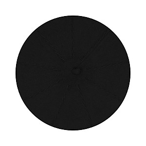 Gllutt Cashmere Beret Hat French Style Stretchy Knitting Solid Color Both Side Usable (Black)