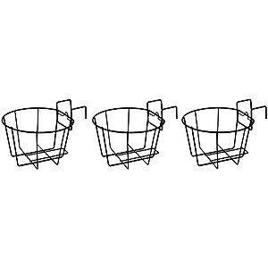 TQVAI 10" Hanging Planter, Rail Planter Baskets, Wire Flower Pot Holder Plants Hangers for Orchid, Deck, Patio Ledge, Balcony, Set of 3, Black