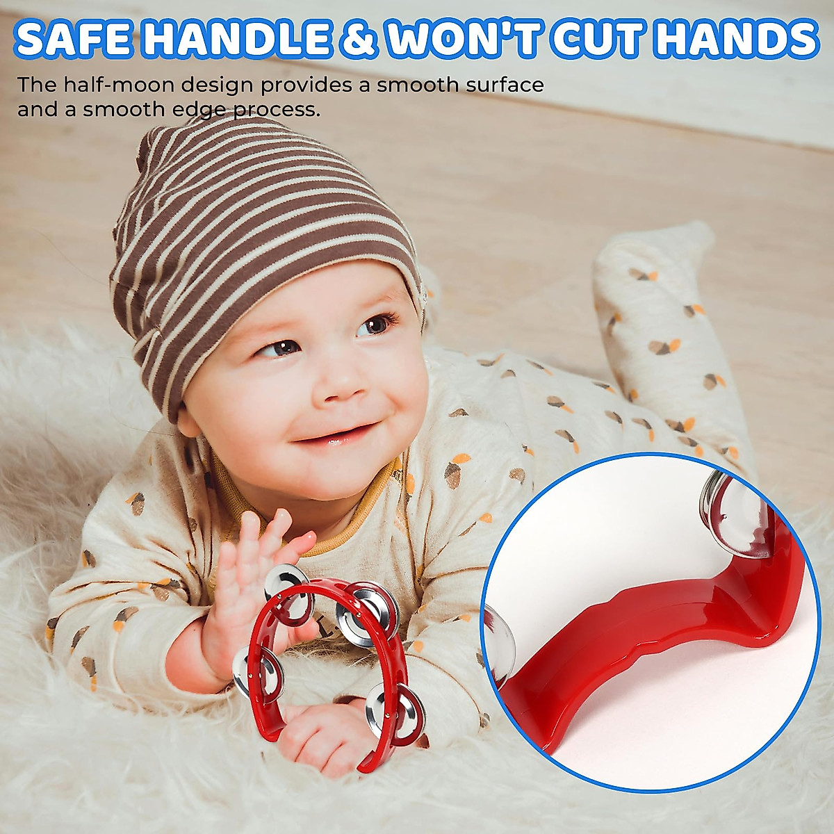 Vmiapxo 5 Pack Colored Plastic Tamborines Musical Instrument, Students Small Handheld Tambourine Percussion Bulk