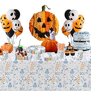 APOWBLS Halloween Baby Shower Decorations Tableware - A Little Boo Is Almost Due Baby Shower Decorations, Plates, Cups, Napkins, Tablecloth, Cutlery, Halloween Baby Shower Party Supplies | Serve 24