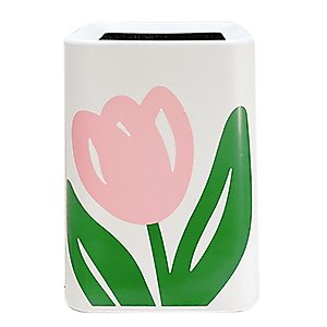 RWUDV Small Trash Can Floral Trash Can Large Mouth Cute Appearance Modern Style Garbage Waste Basket for Kitchen Bathroom Bedroom(Square Large Size)