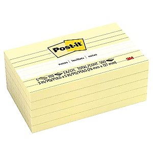 Post-it Pop-up Notes 3 in x 5 in, 5 Pads, America's’s #1 Favorite Sticky Notes, Canary Yellow, Clean Removal, Recyclable (635-5PKSS)