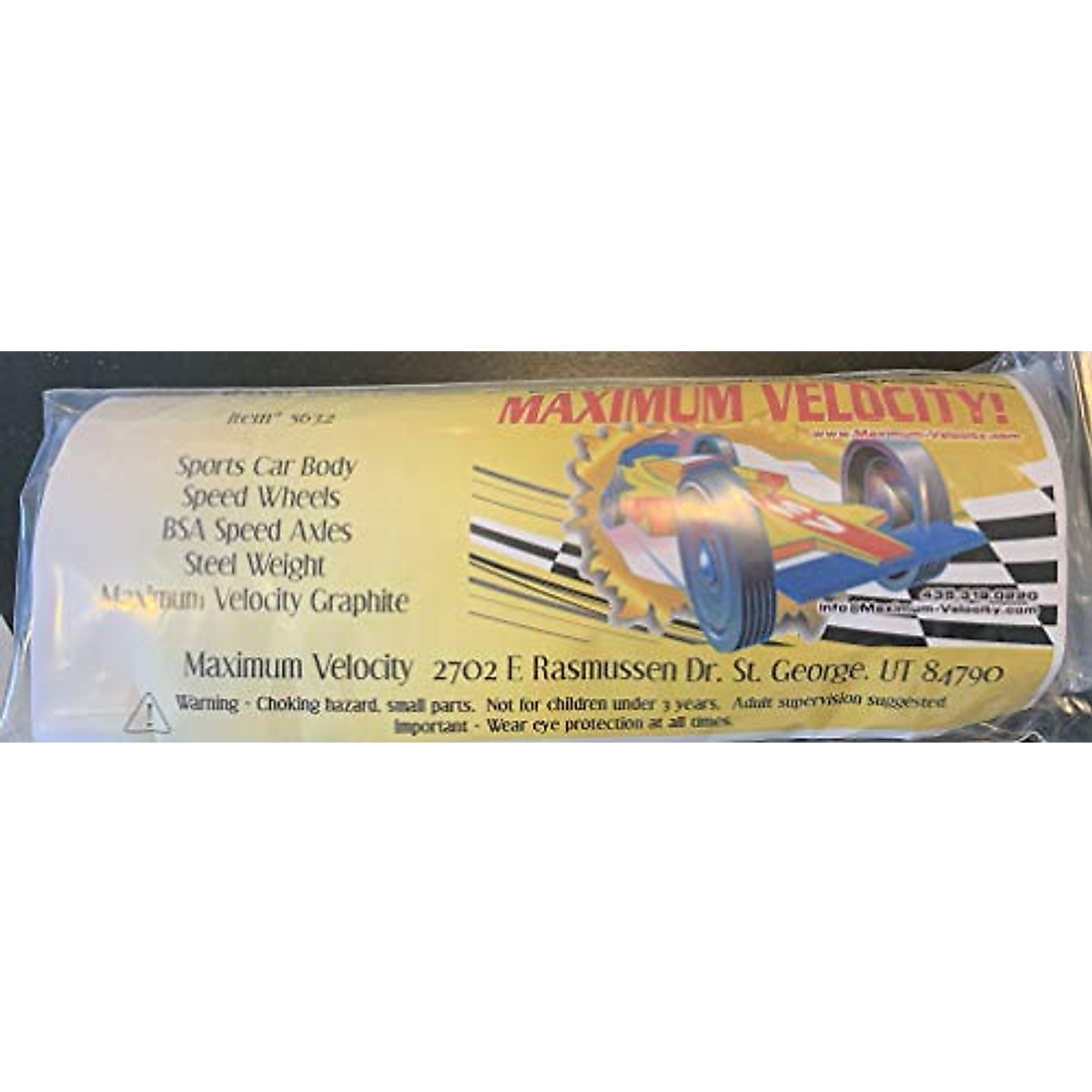 Maximum Velocity Pinewood Car Kit | Includes CNC'd Body, Speed Wheels, Speed Axles, Graphite & Steel Weight | Sports Car Derby Car Kit