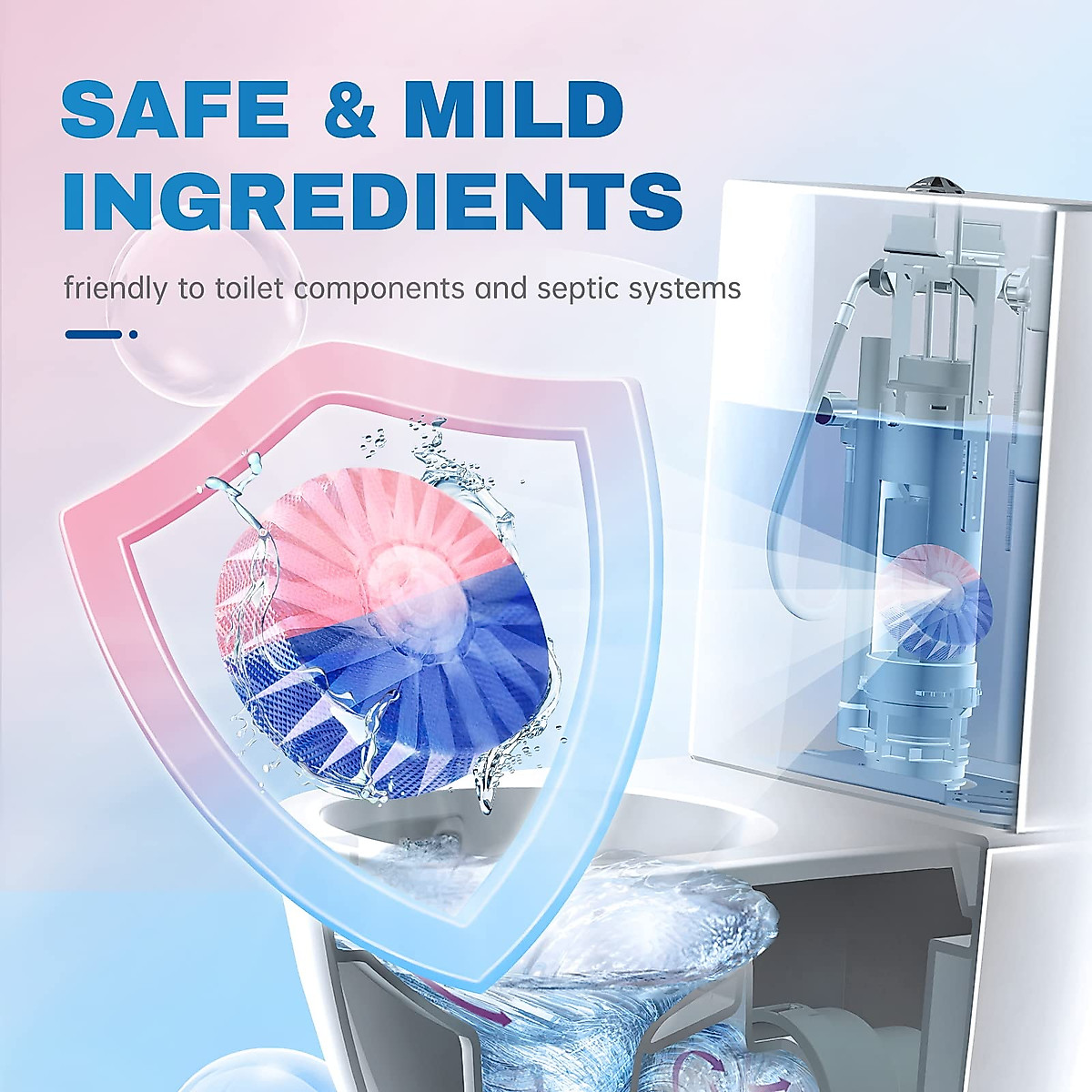 Vacplus Toilet Bowl Cleaners - 12 Pack, Upgraded Long-Lasting Toilet Cleaner, Toilet Bowl Cleaner Tablets, Prevent Various Stains