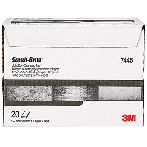 Scotch-Brite Light Cleansing Hand Pad 7445 - Mild Abrasive Hand Sanding Pad - White Hand Pad - For Metal, Vinyl, Porcelain - 6" x 9"