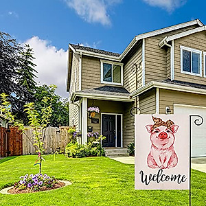 Welcome Summer Cheetah Bandana Pig Garden Flag Vertical Double Sized Home Holiday Party Yard Outdoor Decoration 12.5 x 18 Inch