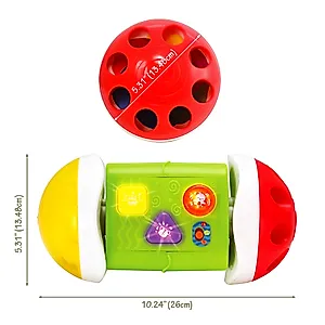 KiddoLab 3 in 1 Roll & Learn Activity Center for Baby and Rattle Ball Toy. Infant Learning Activity Center Toy with Colorful Lights and Fun Sounds.Interactive Light Up Toys for 6 Month Old Baby.