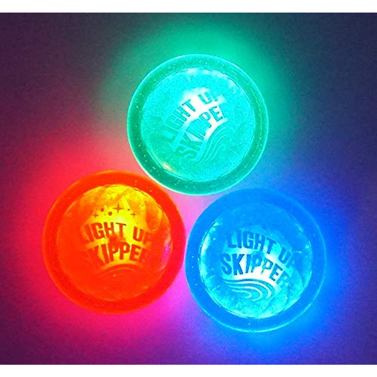 JA-RU Light Up Water Skipper Disc (1 Disc Toy) Water Hopper Bouncing Ball for Kids & Adult. Fun Summer Beach, Lake, & Swimming Pool Toys & Accessories. Outdoor Games. Easter Basket Stuffers. 862-1p