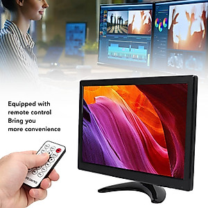 Acouto 12 Inch TFT LCD Monitor 16:10 1280x800 720P 1080P VGA HD Multimedia AV BNC USB DC Input Portable HD Color Display with Speaker Remote Control 100‑240V