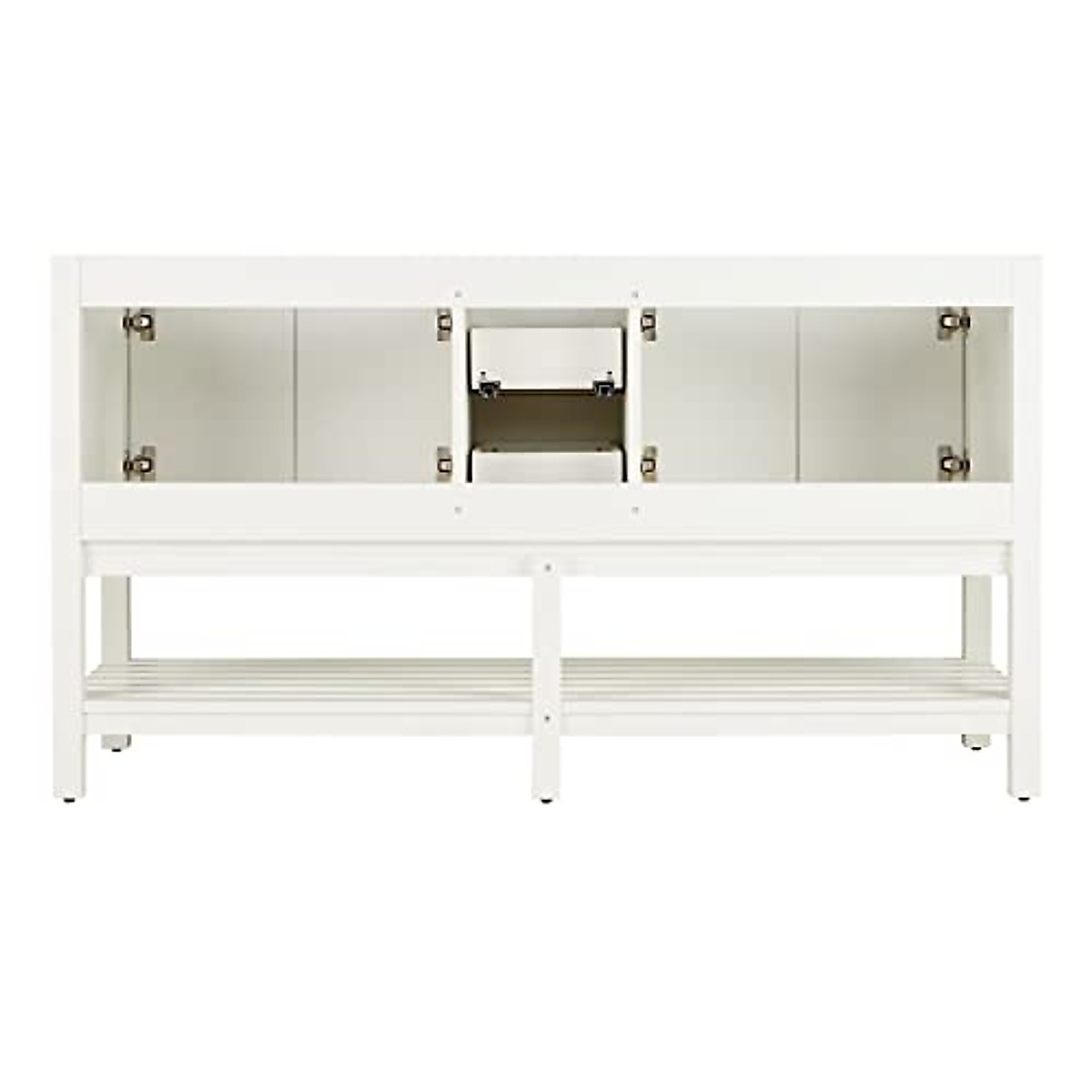 Signature Hardware 953315-60-UM-0 Olsen 60" Free Standing Double Vanity Cabinet Set with Wood Cabinet, Stone Vanity Top and Oval Undermount Sinks - No Faucet Holes