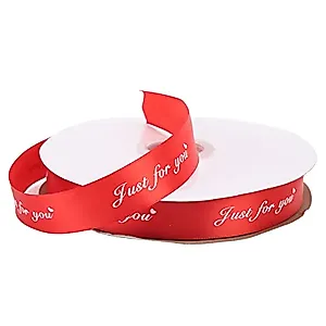 Hztyyier 100 Yards Red Satin Ribbon, 1.02 in Wide just for You Fabric Ribbon for Gift Wrapping, Floral Arrangements, Hair Bows, Sewing, Wedding Party Decoration