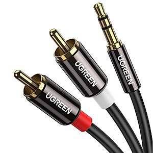 UGREEN 3.5mm to RCA Cable, 10FT RCA Male to Aux Audio Adapter HiFi Sound Headphone Jack Adapter Metal Shell Y Splitter Auxiliary Cord 1/8 Connector for Phone Speaker MP3 Tablet HDTV