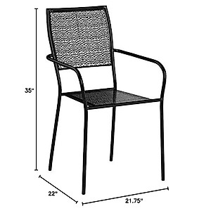 Flash Furniture Oia Commercial Grade 5 Pack Black Indoor-Outdoor Steel Patio Arm Chair with Square Back