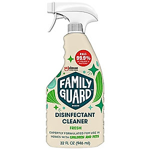 Family Guard Brand Disinfectant Spray Trigger & Multi Surface Cleaner, Antibacterial Spray, Expertly Formulated for Use In Homes with Children & Pets, Fresh Scent, 32 oz (Pack of 1)