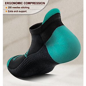 BULLIANT Socks For Women 6Pairs-Womens Athletic Ankle Socks No Show Cushioned for Walking Running-Compression Arch Support(6Pairs,Shoes Size:Women 6-8)