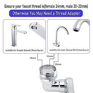 IKKEMO 1080° Rotating Faucet Aerator Extender, Large-Angle Water Nozzle Faucet Adapter, Universal Splash Filter Kitchen Tap Extension, Faucets Bubbler for Kitchen and Bathroom Sink Faucet