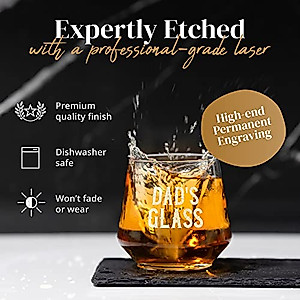 Personalized Whiskey Glass Engraved with Your Custom Text -12oz Customized Glass for Old Fashioned, Cocktails or Bourbon (13oz Whisky Rock)