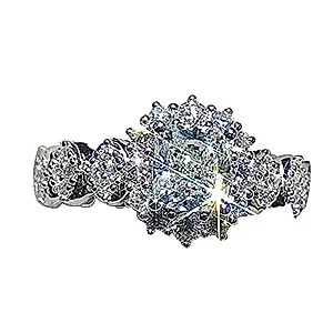 Flower Diamond Zirconia Ring Fashion Engagement Rings for Women Ring Set for Women Size 9 Cock Ring Set (E, One Size)