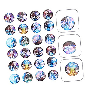 EXCEART Glass Ornaments 360 Pcs Constellation Gem Patch Ear Peircing Kit Necklace Set Round Beads DIY Gemstone Patches Bisuteria Materiales Glass Glass Round Constellation 3D Earrings