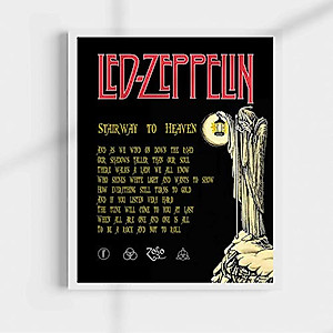 Led Zeppelin Band-"Stairway To Heaven" Song Lyrics Wall Art- 11 x 14" Rock Music Poster Print-Ready to Frame. Vintage Home-Office-Studio-Cave Decor. Perfect Gift for Musicians & All Zeppelin Fans!