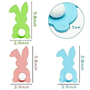 R HORSE 3Pcs Easter Wooden Rabbit Shaped Tiered Tray Decoration Blue Pink Green Easter Rustic Farmhouse Decor Rabbit Shaped Sign Shelf Easter Stand Display Photo Prop