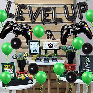Video Game 9th Birthday Party Decoration for Boys Game on Gaming Theme Party Supplies Game Controller Level Up 9 Balloon Happy Birthday Banner Cake Topper