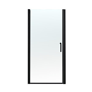 GroGro Frameless Glass Shower Door,32-33.5" W x 72" H Pivot Swing Shower Door,1/4 in Thick Clear Tempered Glass,Matte Black Finish, Black Shower Door Can Be Reversible Installation