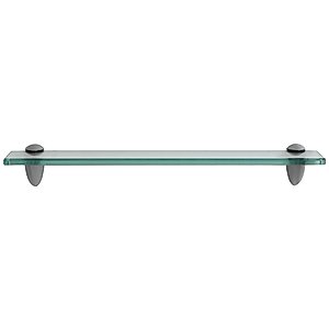 InPlace Shelving 0191834 24-Inch Wide Clear Glass Bracketed Wall Shelf