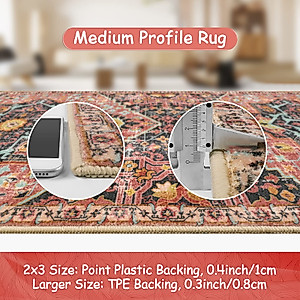 Lahome Washable Hot Pink Kitchen Rugs 2x3 Small Entryway Rug, Bathroom Rugs Non Slip, Bohemian Floral Soft Rubber Backing Low-Pile Indoor Printed Throw Floor Carpet for Bedside Laundry Door