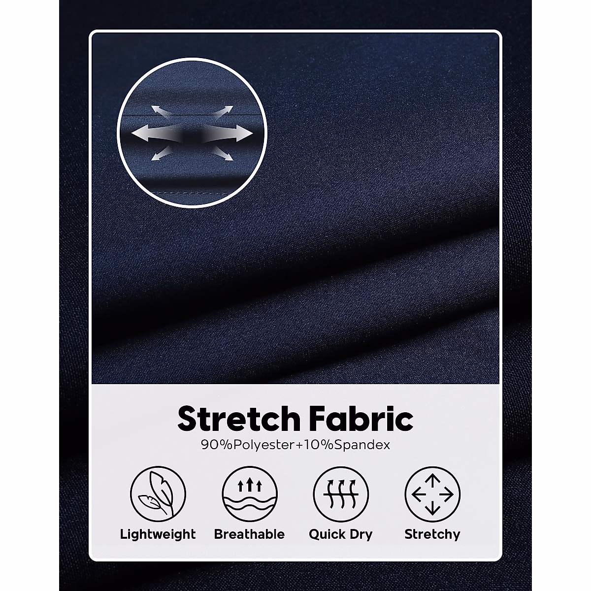 maamgic Men's 5 Inseam Shorts Casual Classic Fit Short Men with Multi-Pocket Mens Workout Shorts Hybrid Quick Dry Shorts Navy Blue Large