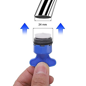 uxcell 4pcs M24 Faucet Cache Aerators with 1pc Faucet Aerator Key Removal Wrench Bathroom Faucet Aerator Water Saving Restrictor Replacement Parts for Bathroom Kitchen Sink, Blue