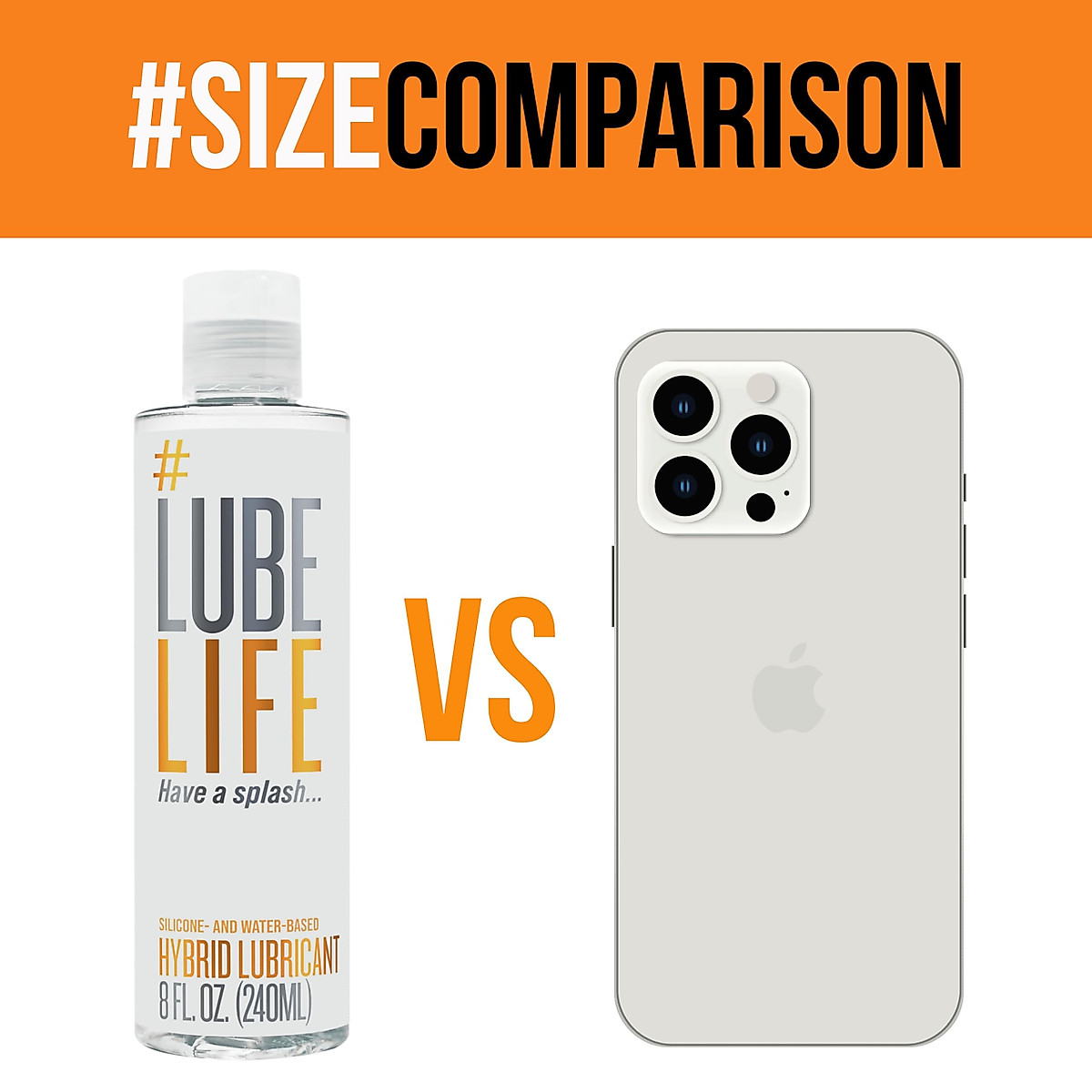 Lube Life Silicone and Water-Based Hybrid Lubricant, Long Lasting Lube for Men, Women and Couples, 8 Fl Oz