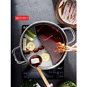 Shabu Shabu Hot Pot. 304 Premium Stainless Steel Hot Plate Cookware Set Ramen Cooker, Hot Pot Soup Base Korean BBQ Multi Cooker Stainless Steel Pot Set, 11"(30cm) Pot with Divider
