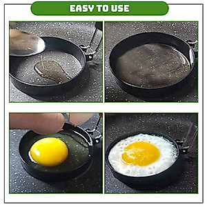 Large 3.5" Nonstick Egg Rings Set of 4, Round Crumpet Ring Mold Shaper for English Muffins Pancake Cooking Griddle - Portable Grill Accessories for Camping Indoor Breakfast Sandwich Burger