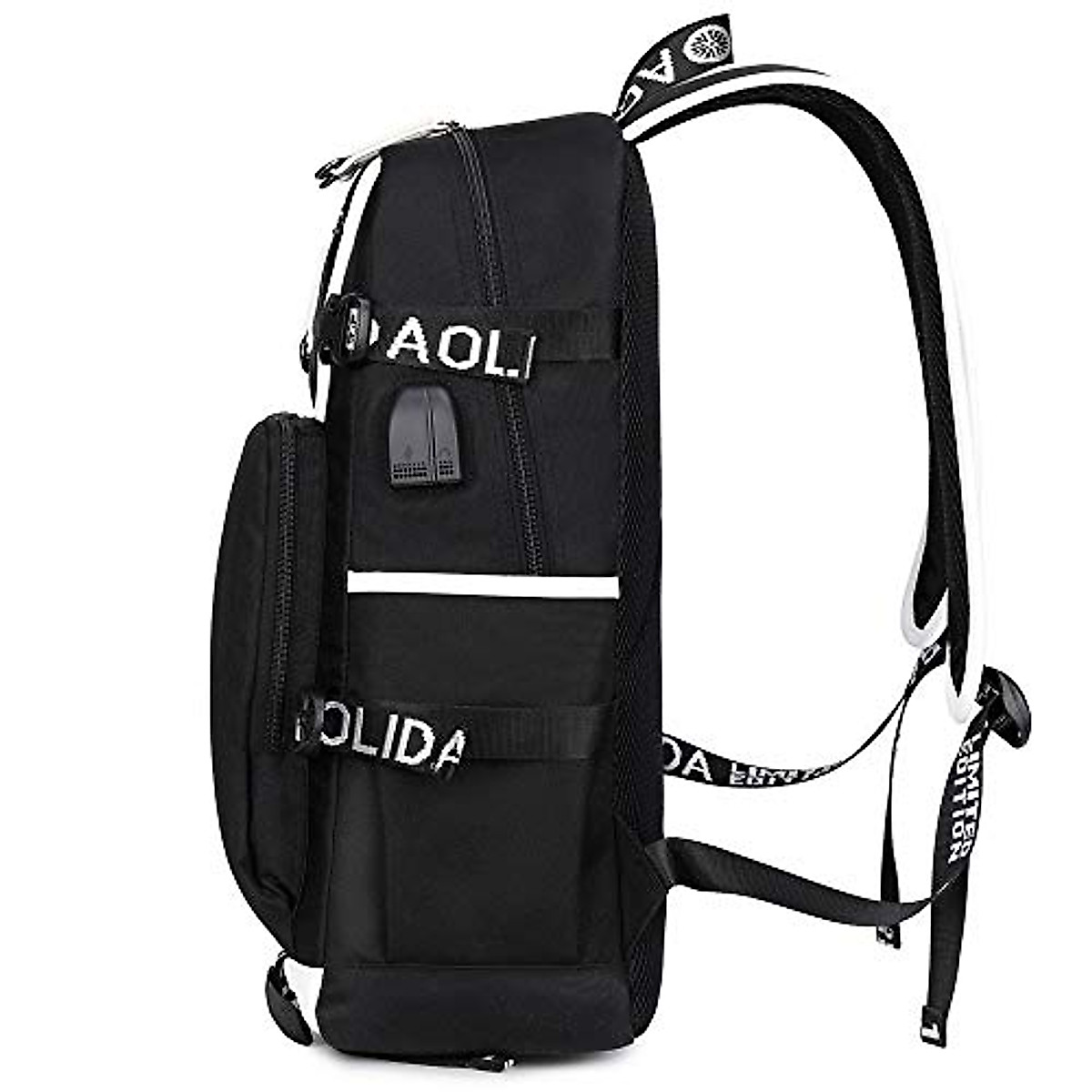 HUIHSVHA Anime Print Backpack Large Capacity School Laptop Bag with USB Charging Port Travel Daypack For Adult Boys Girls