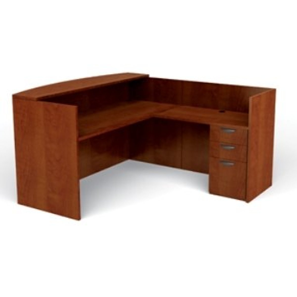 Offices To Go L Shaped Reception Desk W/Drawers W/Transaction Top 71" W X 30" D X 42" H Reception Return 42" W X 24" D X 42" H - American Espresso